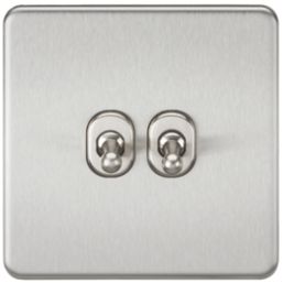 Knightsbridge 10AX 2-Gang 2-Way Light Switch Brushed Chrome - Screwfix