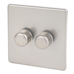 Varilight V-Pro 2-Gang 2-Way LED Dimmer Switch Satin Chrome with Colour ...