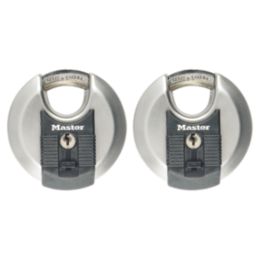 Master Lock Excell Keyed Alike Weatherproof Disc Padlocks Steel 70mm 2 ...