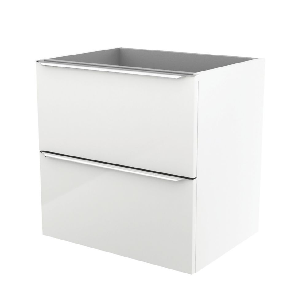 Imandra Wall-Mounted Vanity Unit Gloss White 600mm x 450mm x 600mm ...