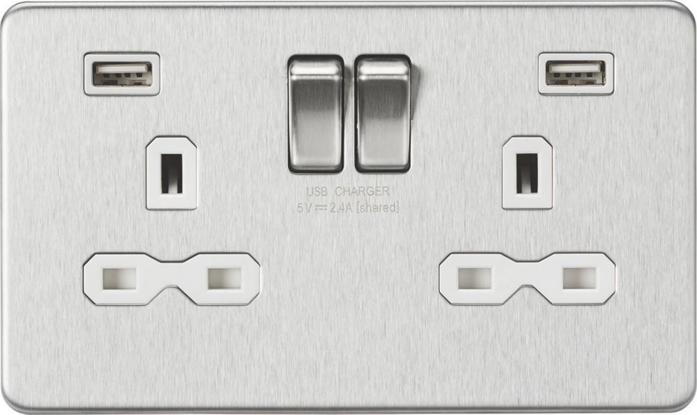 Knightsbridge 13A 2-Gang SP Switched Socket + 2.4A 12W 2-Outlet Type A ...