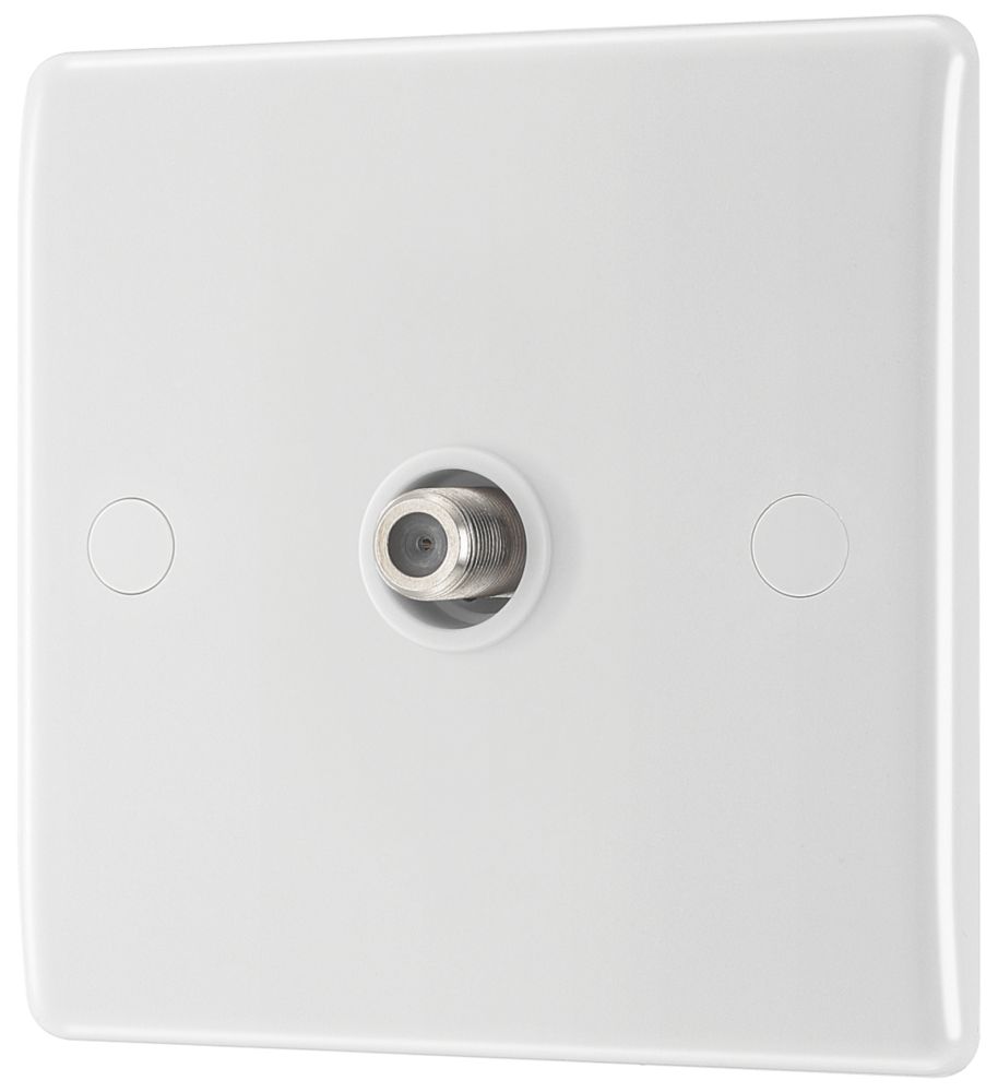 British General 800 Series 1-Gang F-Type Satellite Socket White - Screwfix
