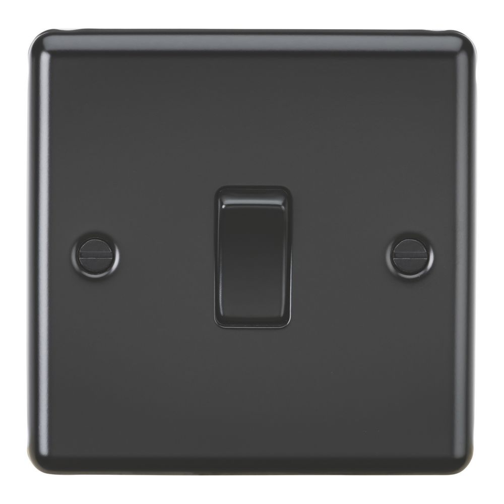 Knightsbridge Raised Edge Rounded 10AX 1-Gang 1-Way Double Pole Switch ...