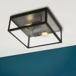 Eglo Charterhouse Twin Ceiling Light Black - Screwfix