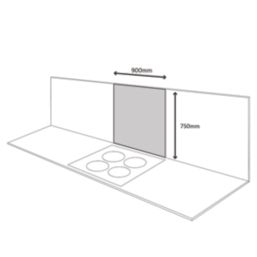 Splashwall White Glass Splashback 900mm x 750mm x 6mm - Screwfix