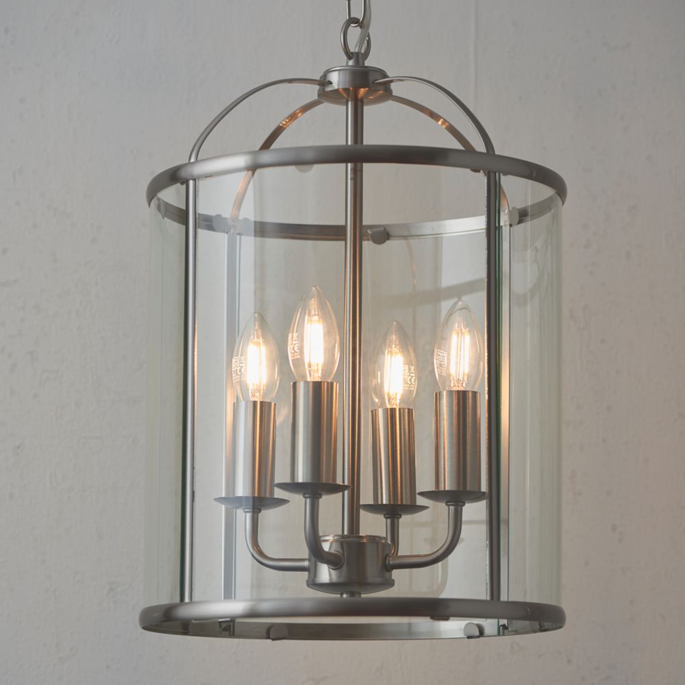 Quay Design Liberty 4-Light Pendant Satin Nickel - Screwfix