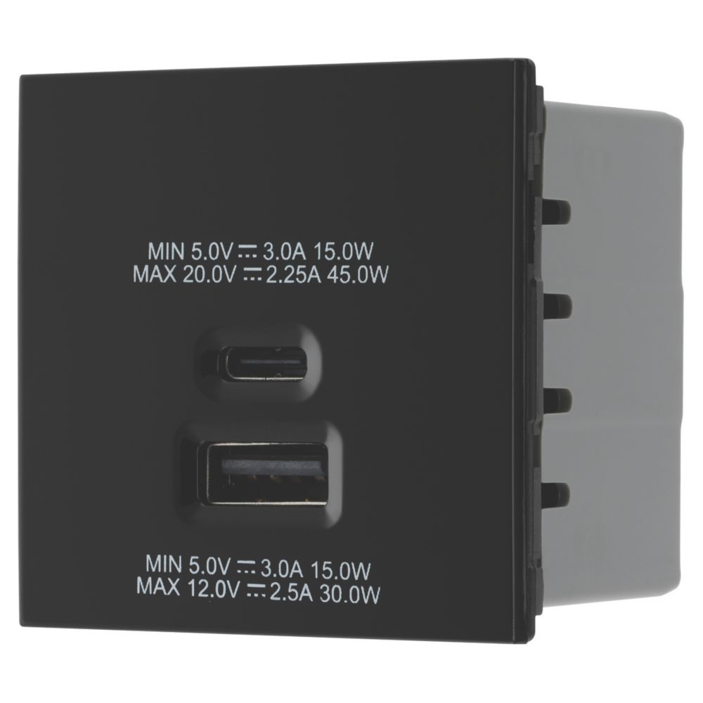 British General Euro Module Modular 3A 45W 2-Outlet Type A & C USB ...