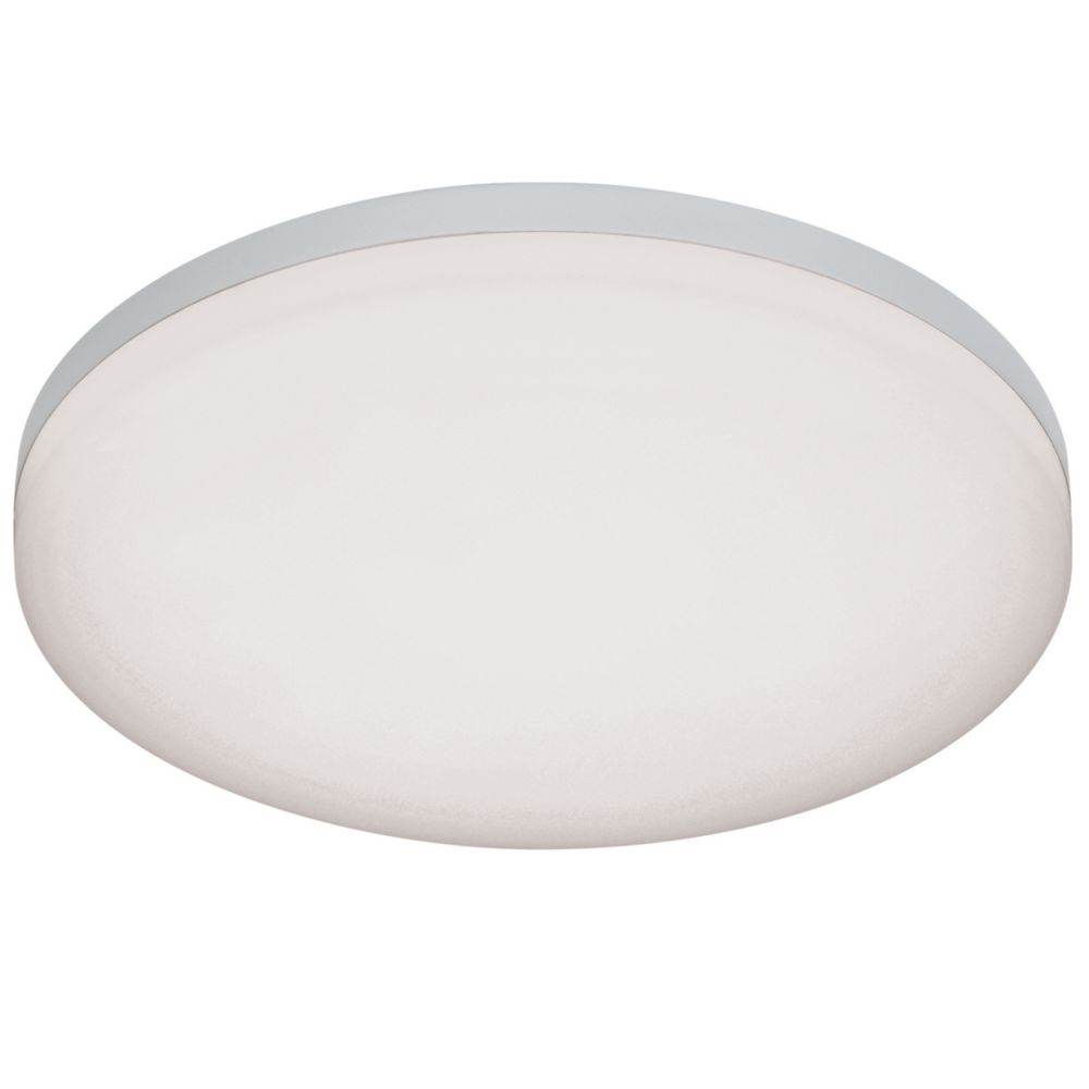 Saxby Eros LED Bathroom & Indoor Flush Ceiling Light Silver/White 22W ...