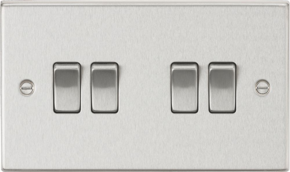Knightsbridge 10AX 4-Gang 2-Way Light Switch Brushed Chrome - Screwfix