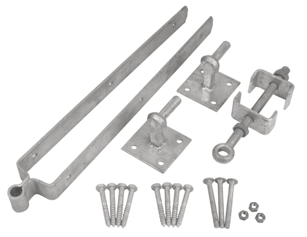 GateMate Adjustable Hinge Set/Hooks on Plate 6 Pieces - Screwfix