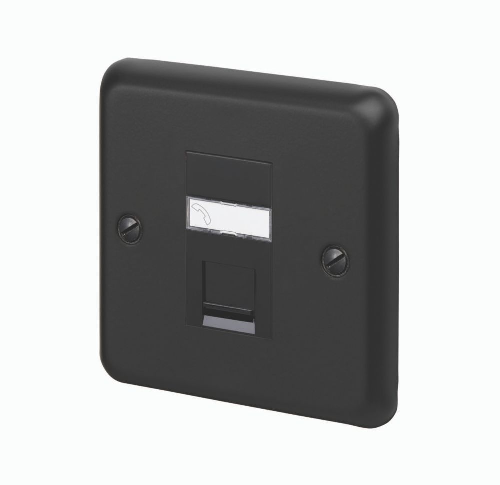 MK Contoura 1-Gang Master Telephone Socket Matt Black with Black ...