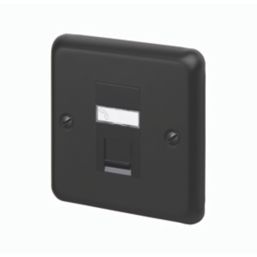 MK Contoura 1-Gang Master Telephone Socket Matt Black with Black ...