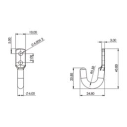 Essentials Single Hooks Zinc Plated 40mm 5 Pack - Screwfix