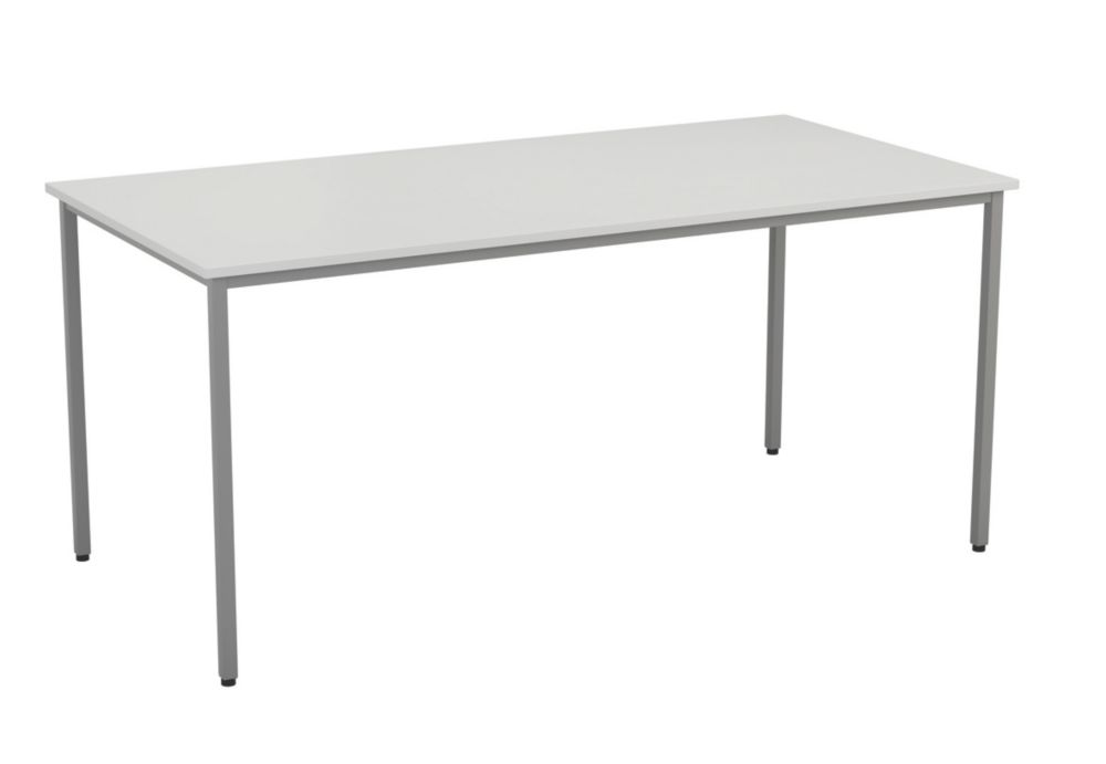 TC Group Rectangular Office Table White/Silver 1600mm x 800mm - Screwfix