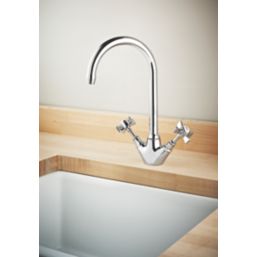 Swirl Premium High Neck Monobloc Mixer Kitchen Tap Chrome - Screwfix