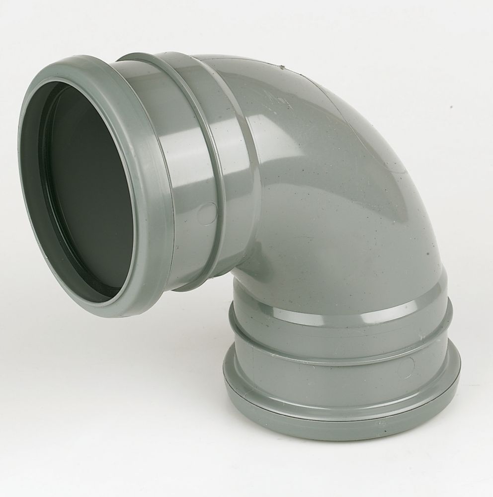 FloPlast Push-Fit 92.5° Double Socket Bend Grey 110mm - Screwfix