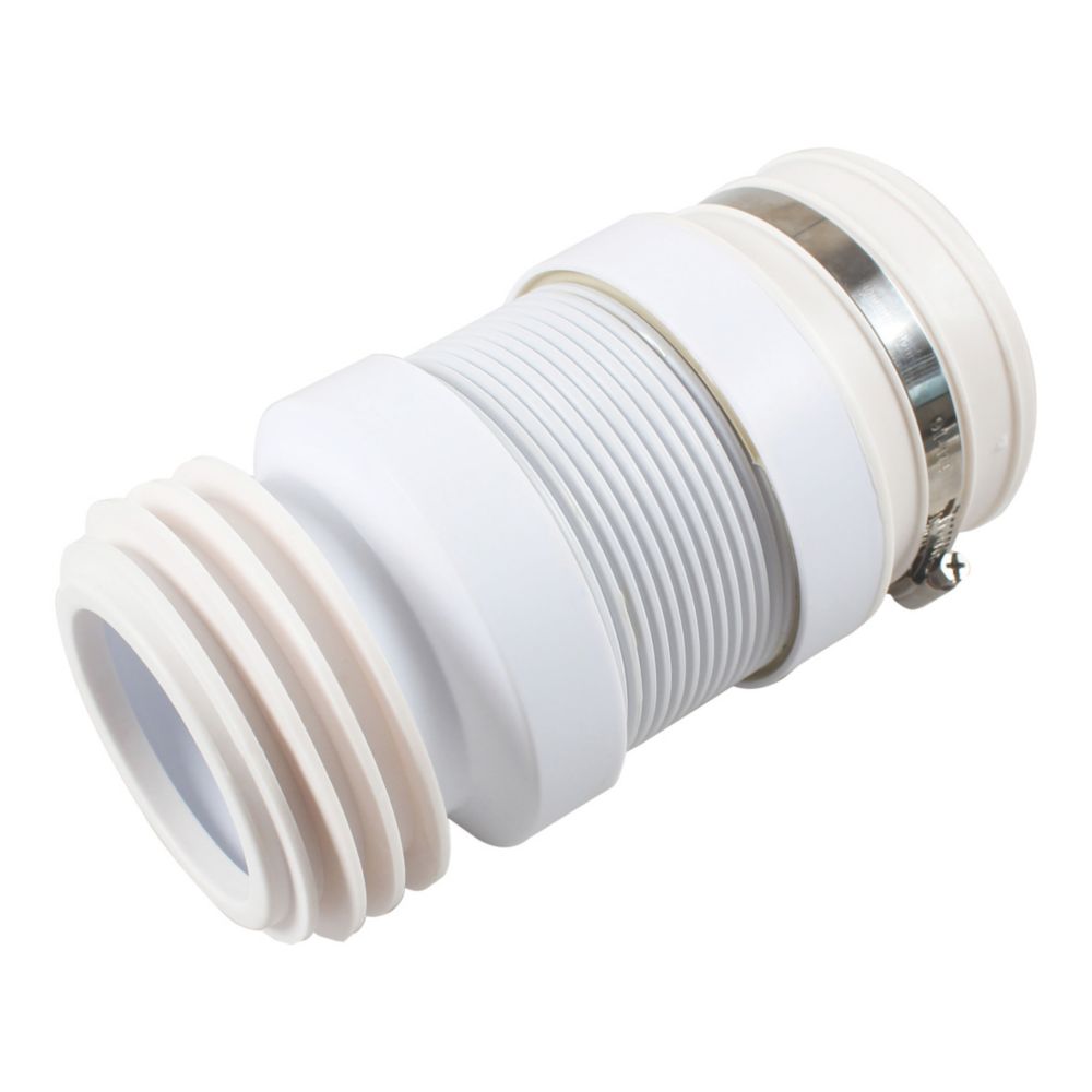 Flomasta Flexible Straight Pan Connector White 230 - 380mm - Screwfix