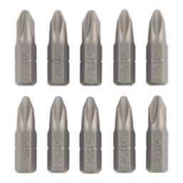 Titan 6.35mm 25mm Hex Shank PH2 Screwdriver Bits 10 Pack - Screwfix