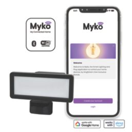 LAP Myko Davern Outdoor LED Smart Floodlight With PIR Sensor Black 20W ...