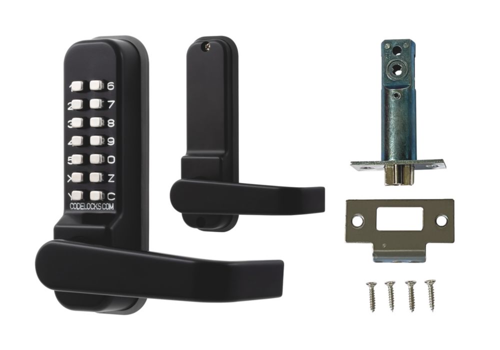 Codelocks Push-Button Lock with Mortice Latch 57mm Matt Black - Screwfix