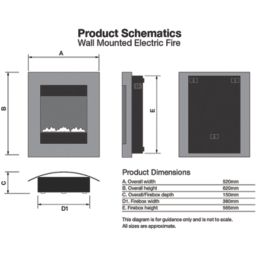 Focal Point Ebony Black Remote Control Wall-Mounted Electric Fire 548mm ...