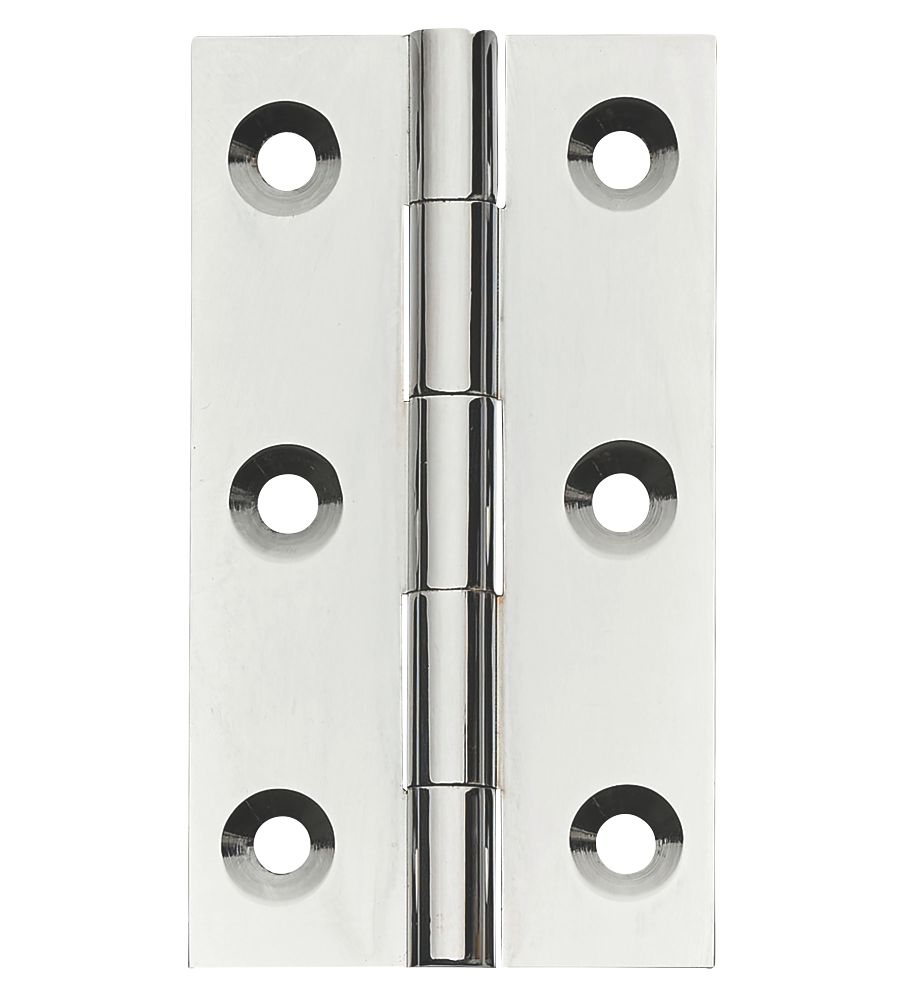 Polished Chrome Solid Drawn Butt Hinges 51mm x 29mm 2 Pack - Screwfix