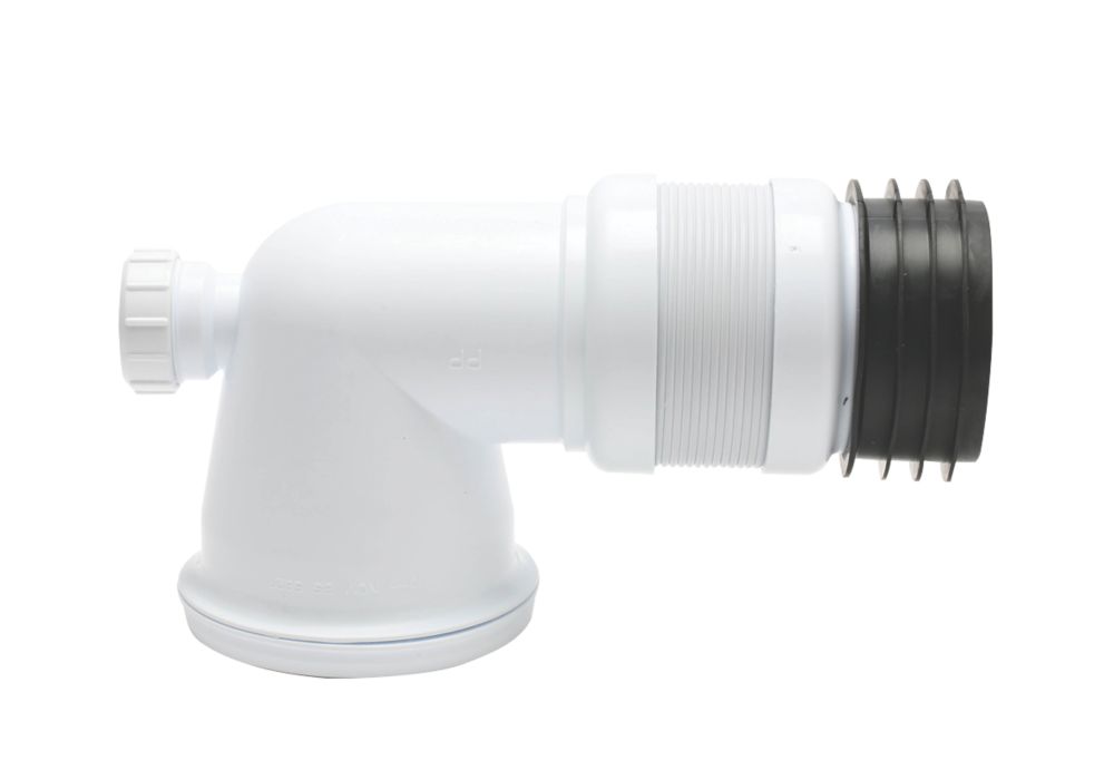Euroflo Flexible 90° Angled Short Pan Connector White 330-500mm - Screwfix