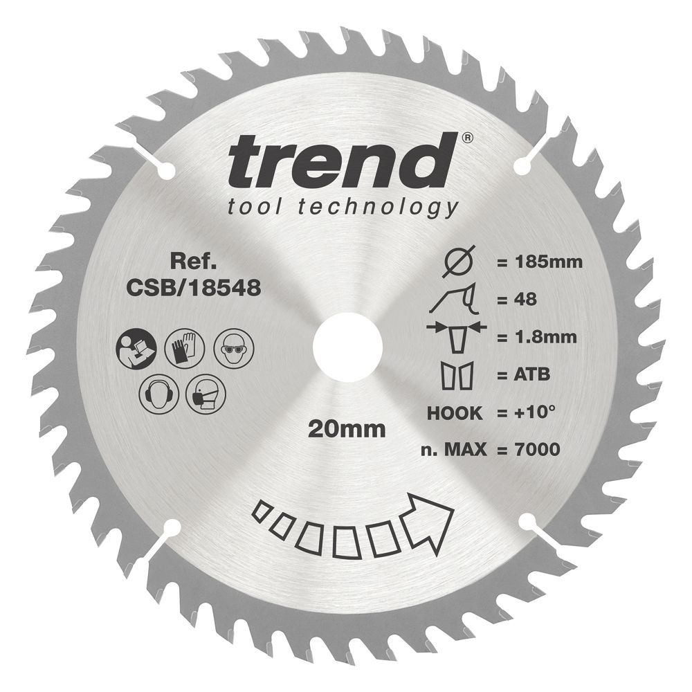 Trend Wood/Chipboard/MDF Circular Saw Blade 185mm x 20mm 48T - Screwfix
