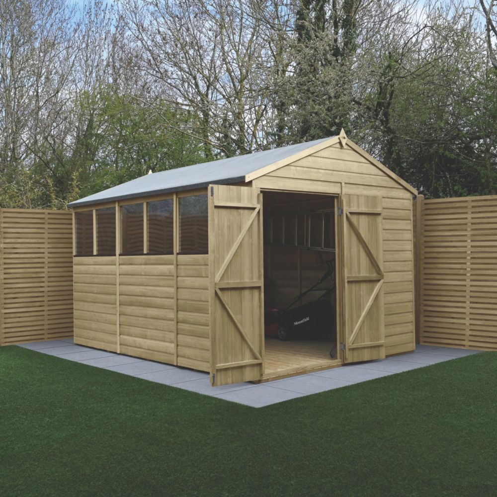 Forest Beckwood 8' x 11' 6" (Nominal) Apex Shiplap Timber Shed - Screwfix
