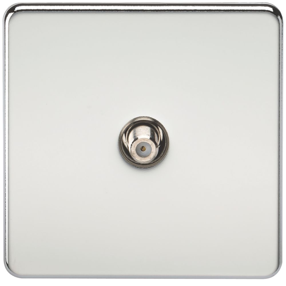 Knightsbridge 1-Gang F-Type Satellite Socket Polished Chrome - Screwfix