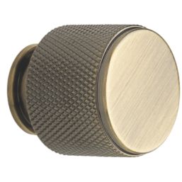Elite Knobs & Handles Kensington Knurled Cabinet Knob Antique Brass 25mm - Screwfix