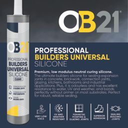 OB21 Professional Builders Universal Silicone Clear 310ml - Screwfix