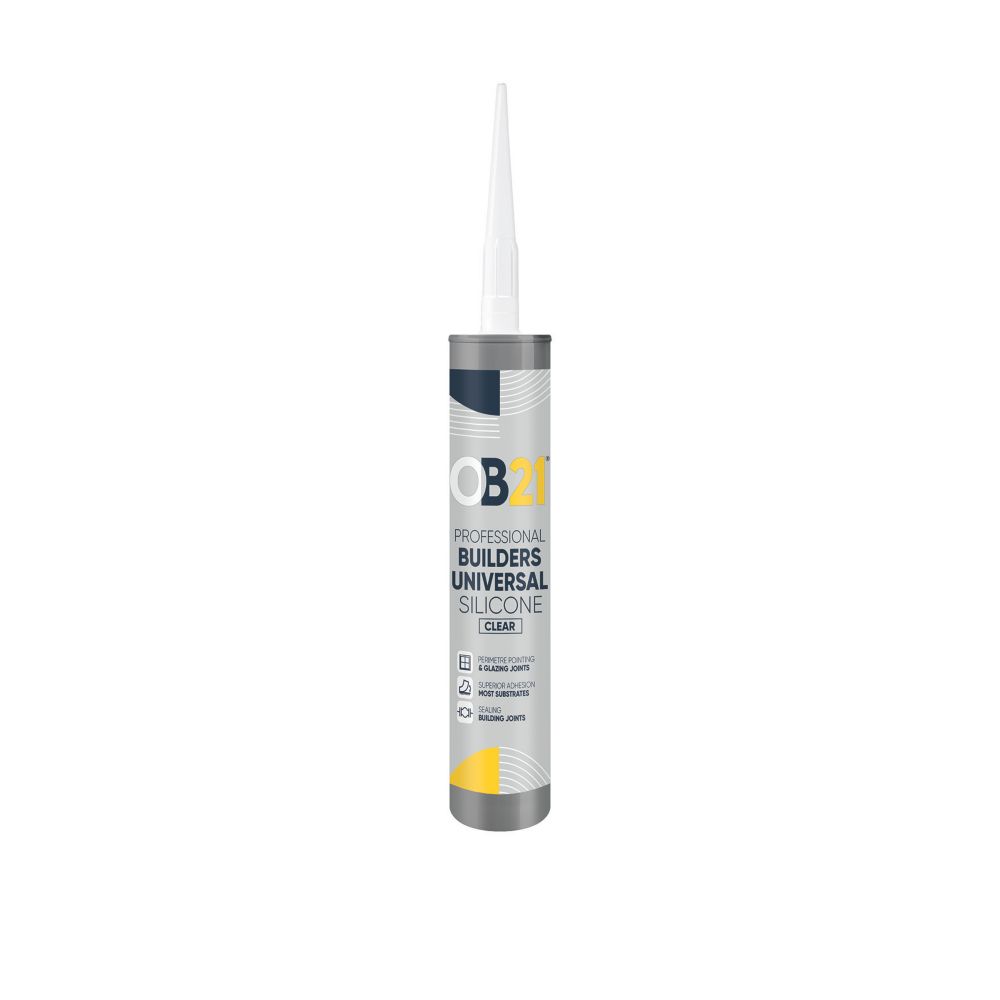 OB21 Professional Builders Universal Silicone Clear 310ml - Screwfix