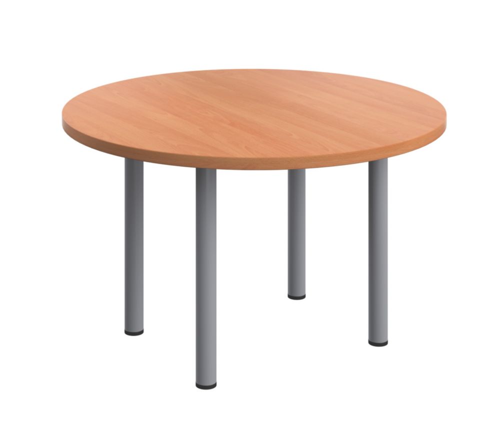 TC Group One Fraction Plus Round Meeting Table Beech/Silver 1200mm x ...
