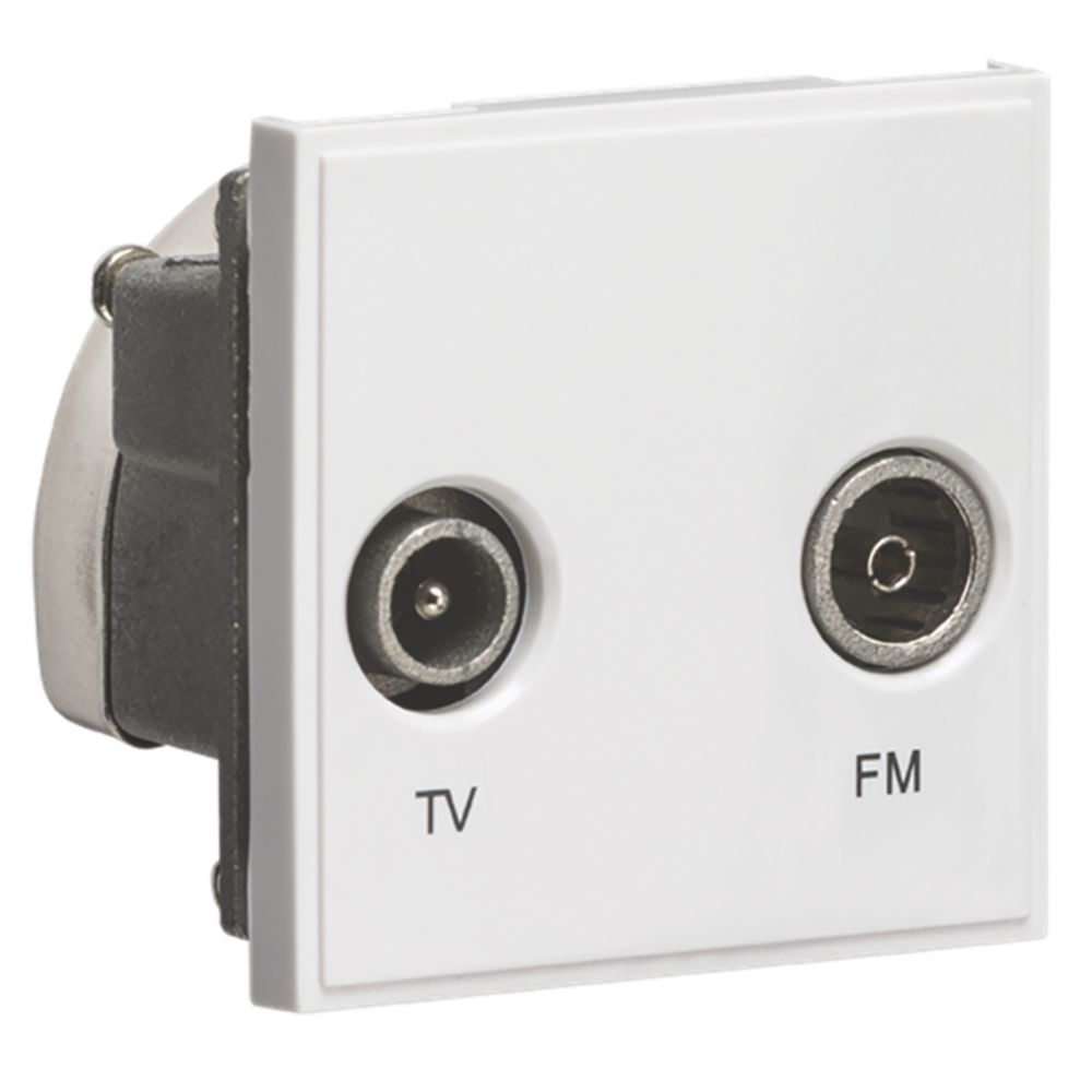Knightsbridge Diplex Modular Coaxial TV / FM Socket White - Screwfix