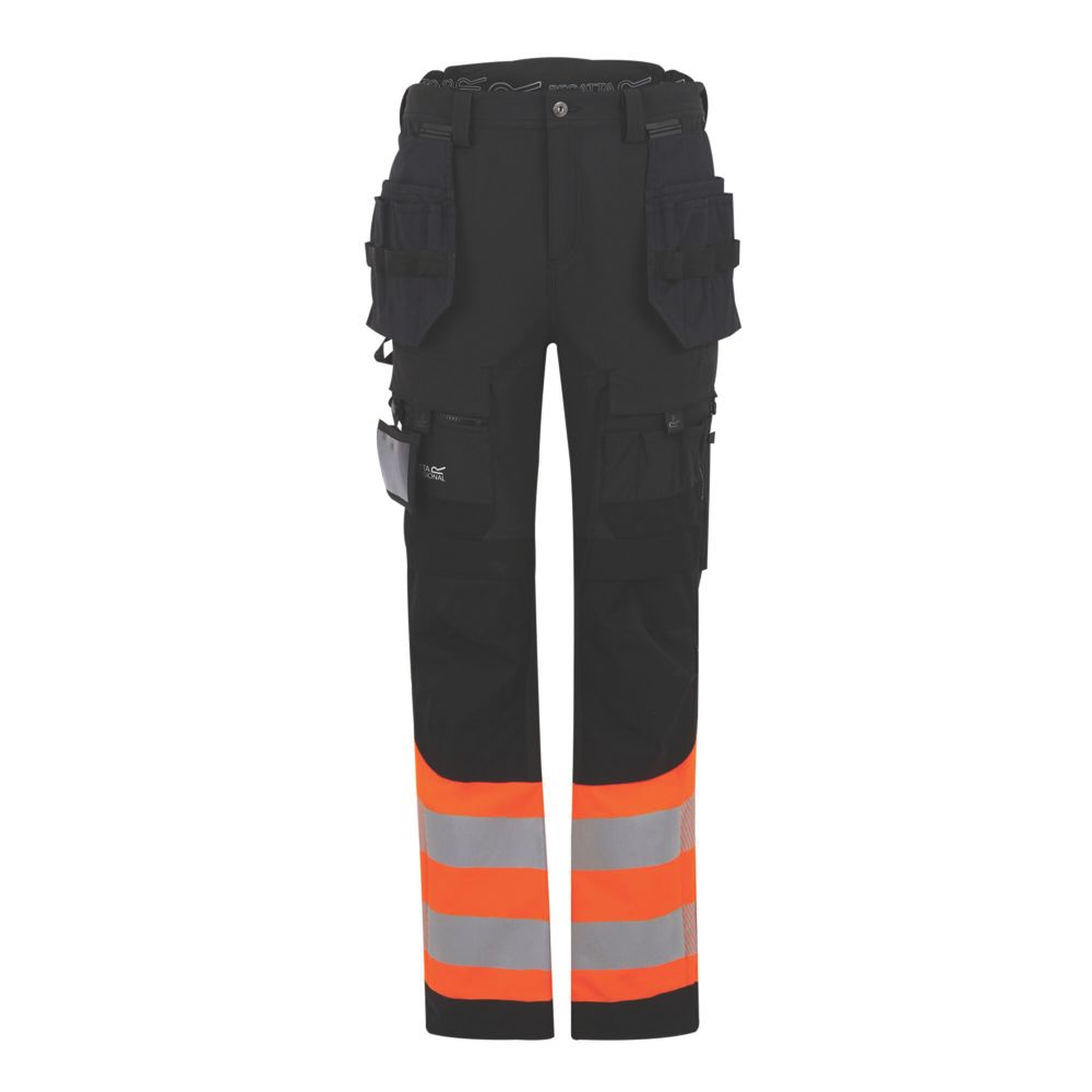 Regatta Hi Vis XPro Stretch Holster Trouser Black/Orange 40" W 32" L ...