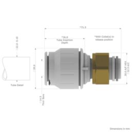 JG Speedfit Plastic Push-Fit Straight Tap Connector 22mm x 3/4" - Screwfix