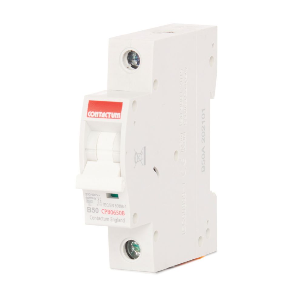 Contactum Defender 50A SP B Curve MCB - Screwfix
