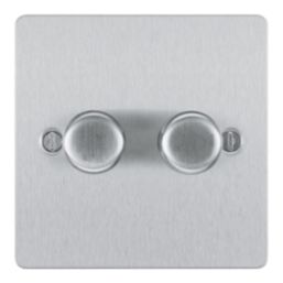 LAP 2-Gang 2-Way LED Dimmer Switch Brushed Steel with Colour-Matched ...