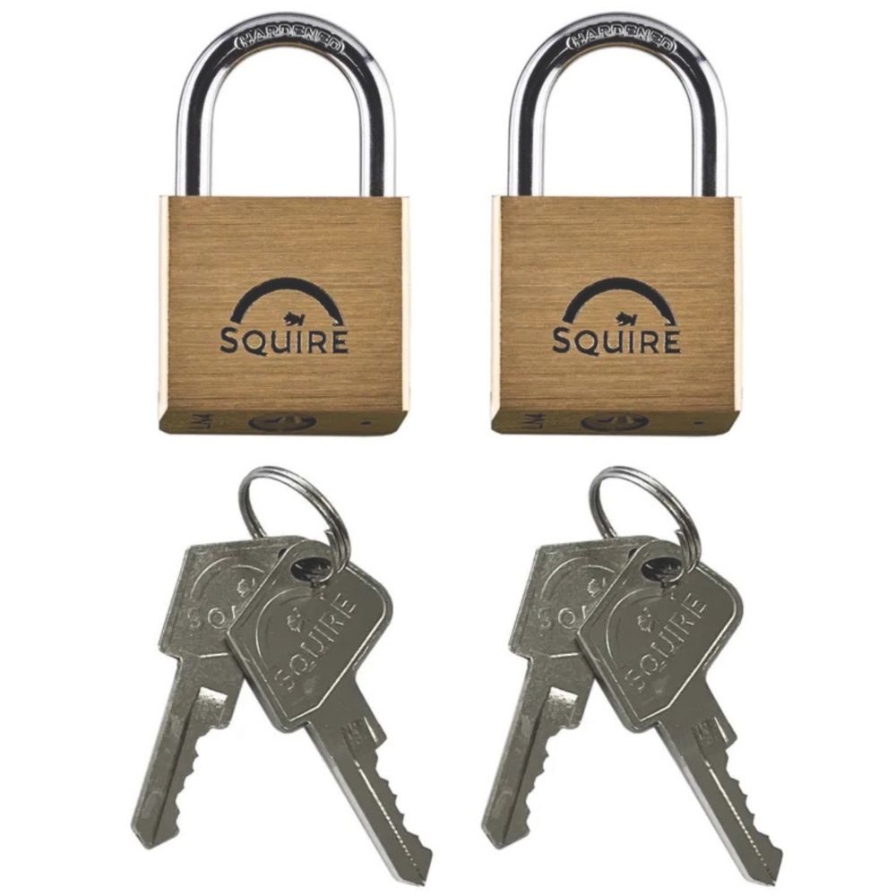 Squire LN4T Brass All-Weather Padlock 39.5mm 2 Pack - Screwfix