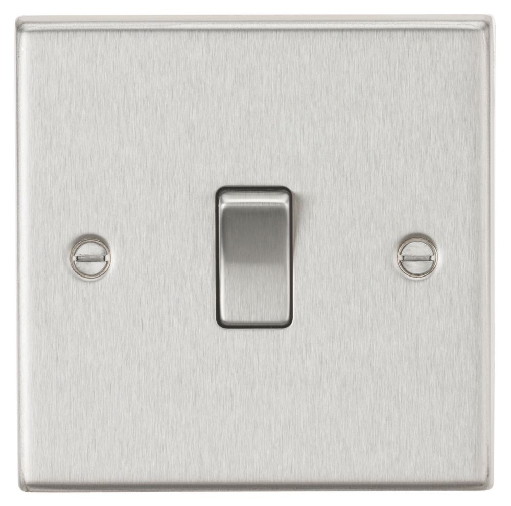 Knightsbridge 10AX 1-Gang 2-Way Light Switch Brushed Chrome - Screwfix