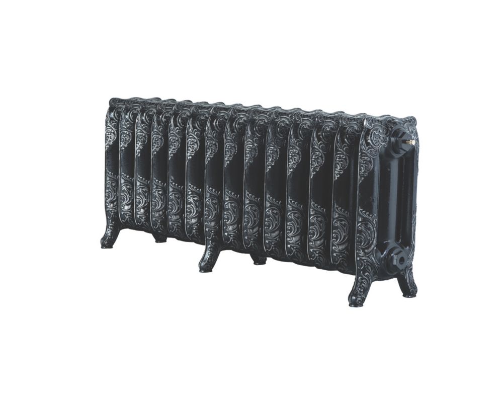 Arroll 470mm x 1154mm 4299BTU Black / Silver Cast Iron 3 Column ...