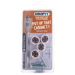 GripIt Cabinet Plasterboard Fixings 20mm x 95mm 4 Pack - Screwfix