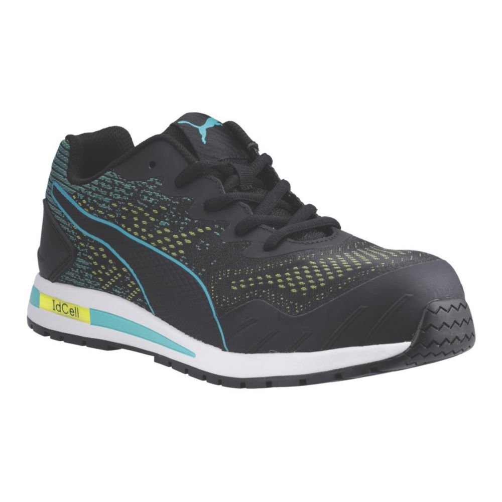 Puma Vivid Green Heart Low Size 9 Black/Blue Safety Trainers - Screwfix