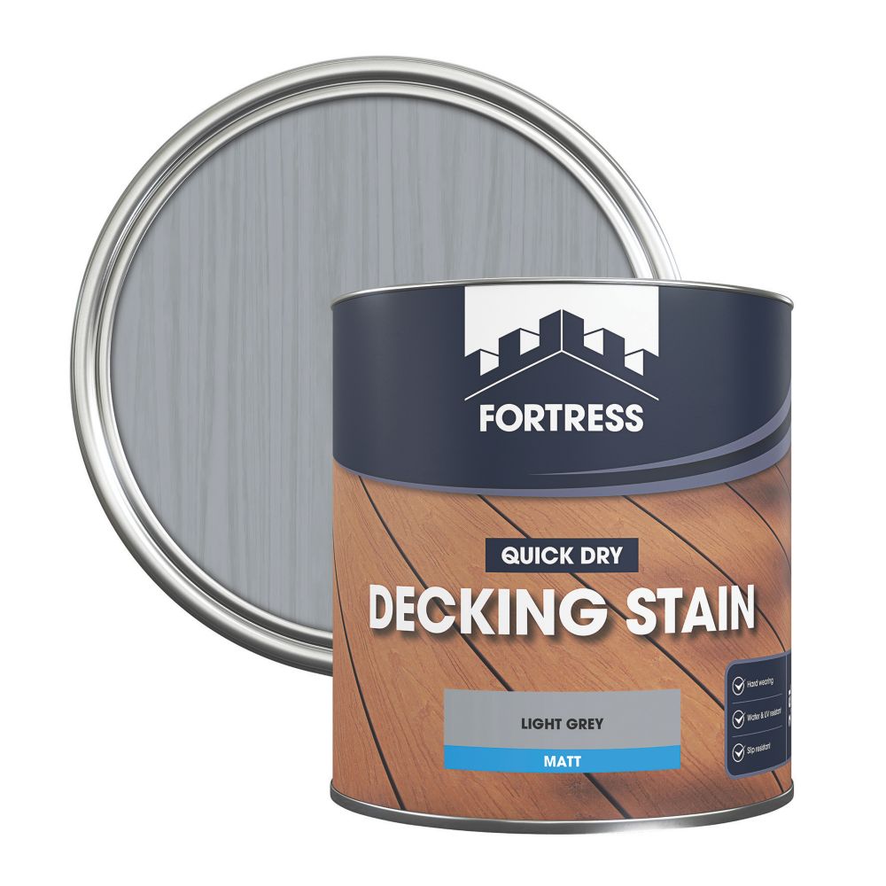 Fortress 2.5Ltr Light Grey Anti Slip Decking Stain - Screwfix