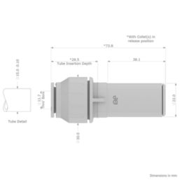 JG Speedfit Plastic Push-Fit Stem Coupler F 15mm x M 22mm - Screwfix