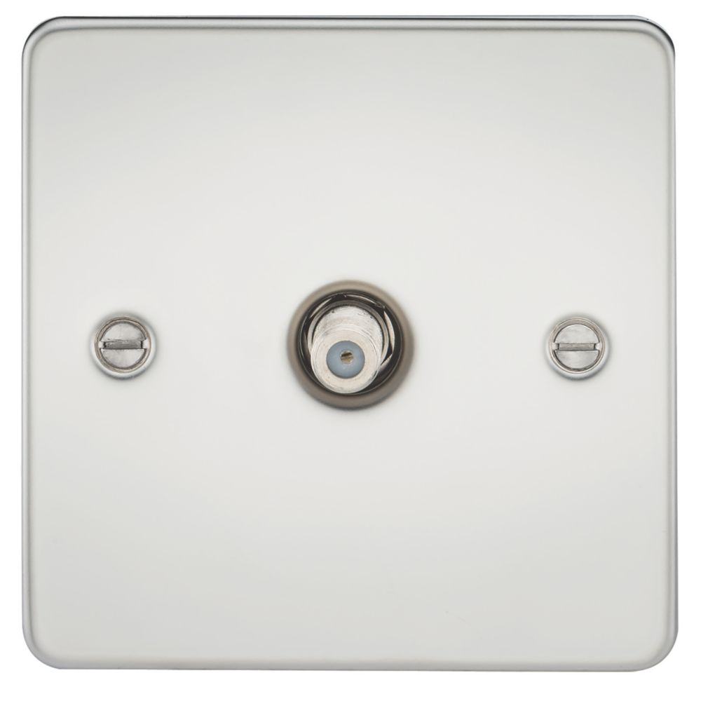 Knightsbridge 1-Gang F-Type Satellite Socket Polished Chrome - Screwfix