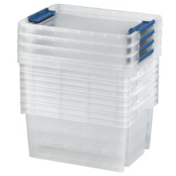 Essentials 15Ltr 283mm x 390mm x 200mm Transparent Storage Box 4 Pack ...