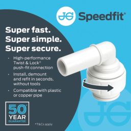 JG Speedfit Plastic Push-Fit Equal 90° Stem Elbow 15mm - Screwfix