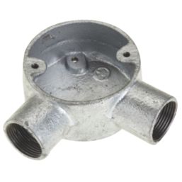 Deta 2 Way 25mm Angle Conduit Box Galvanised - Screwfix